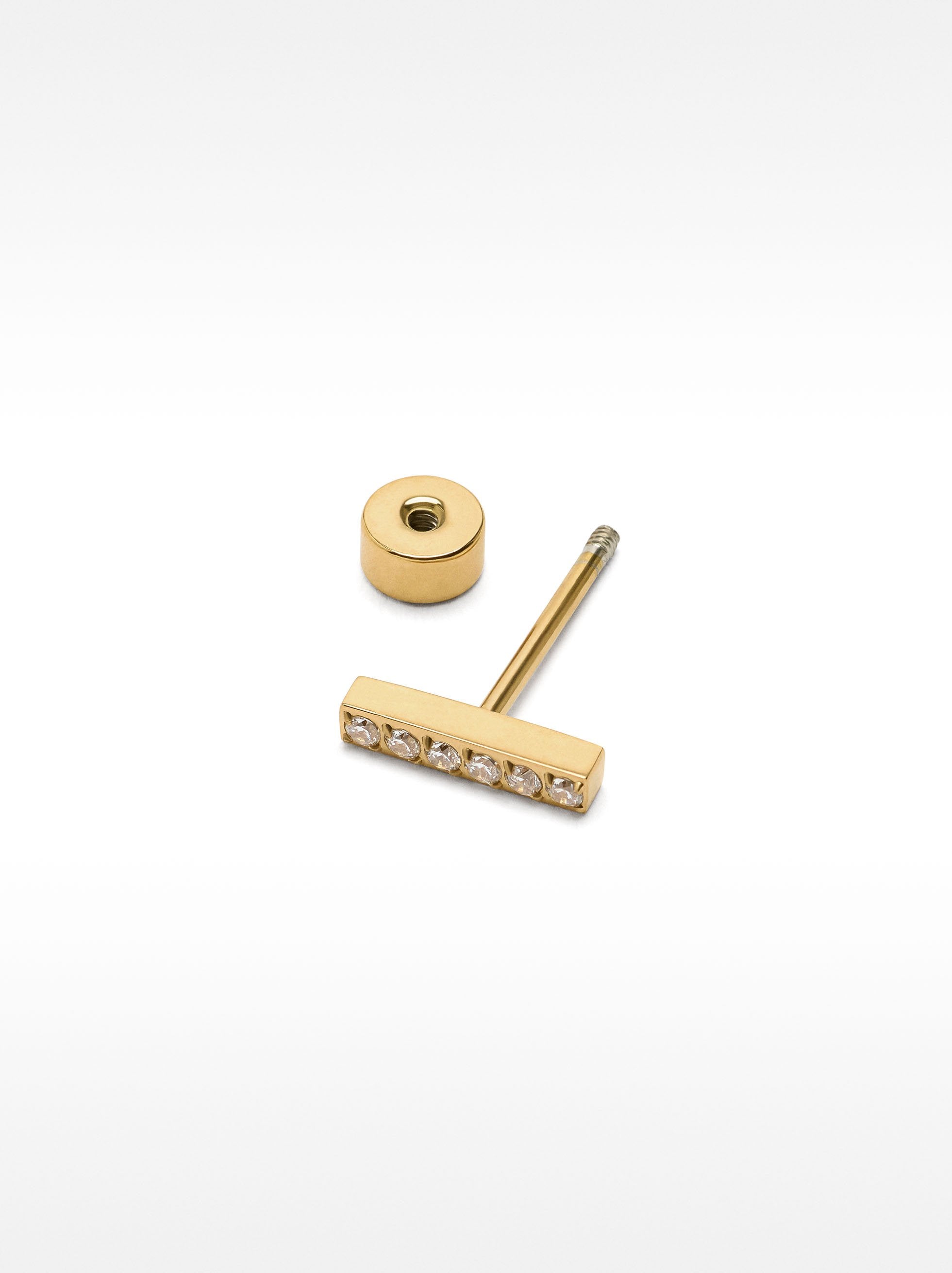 Piercing De Oreja Tipo Barra Con Cristales – Acero Inoxidable – parfoispe